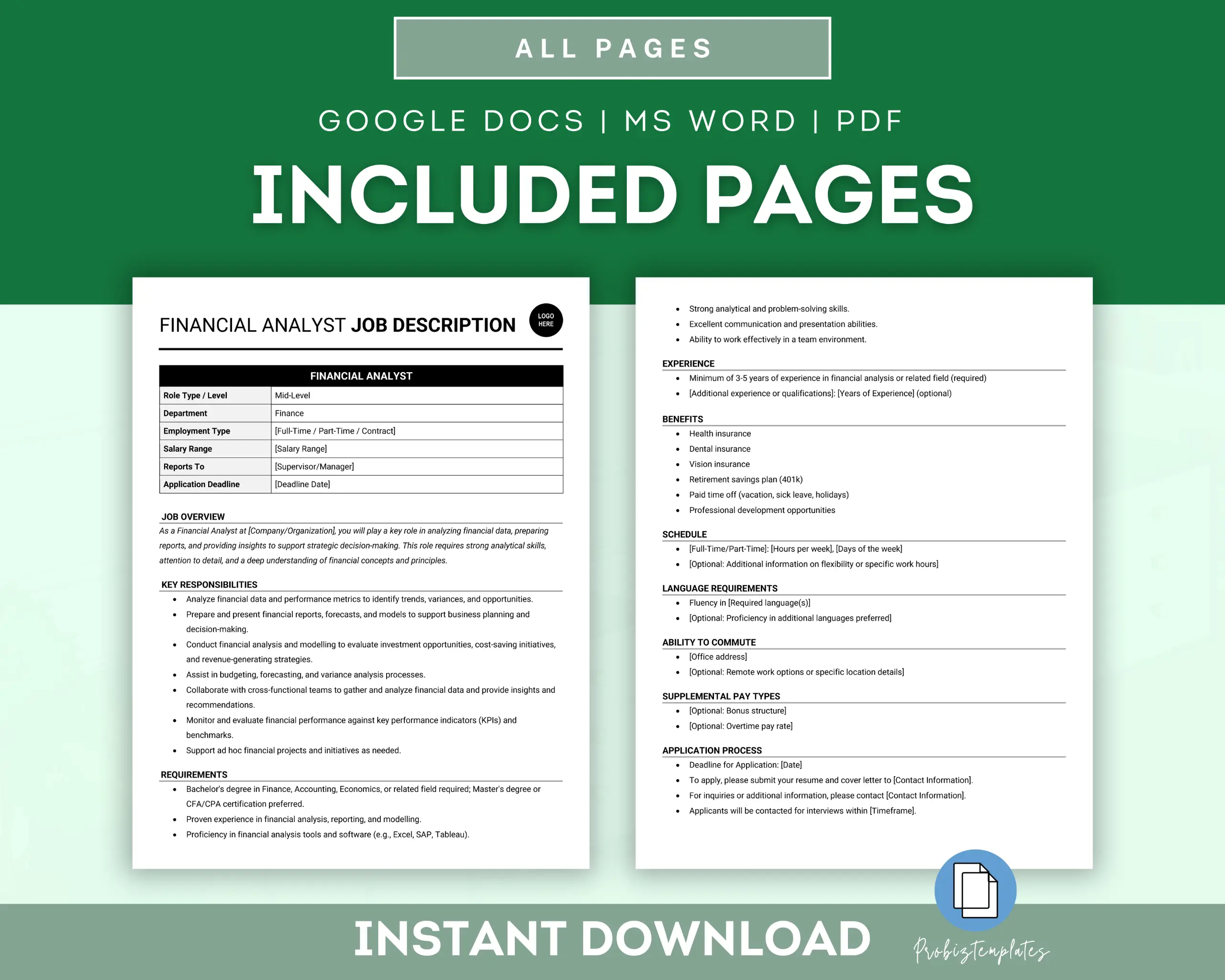 Financial Analyst Job Description Template | ProBizTemplates