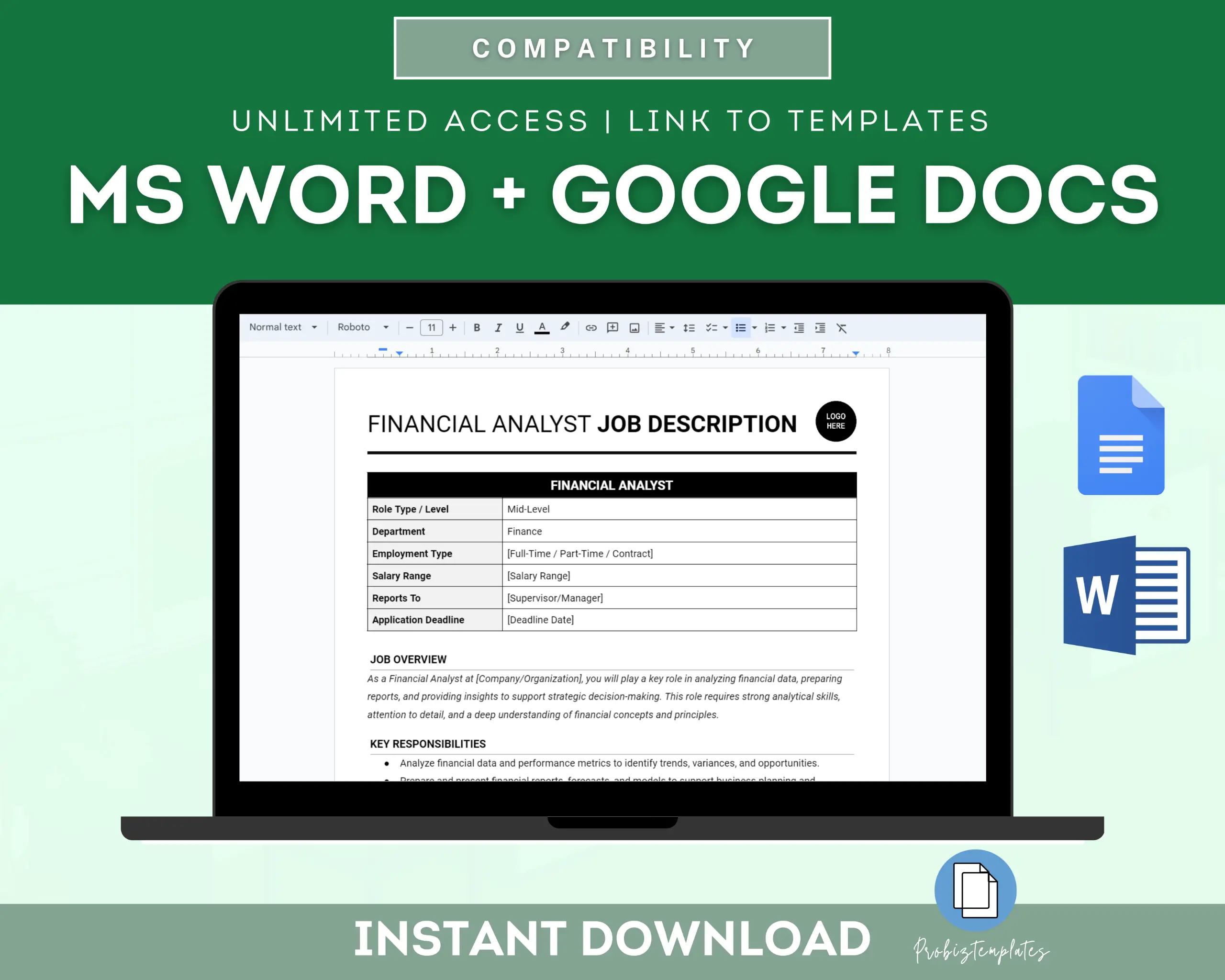 Financial Analyst Job Description Template | ProBizTemplates