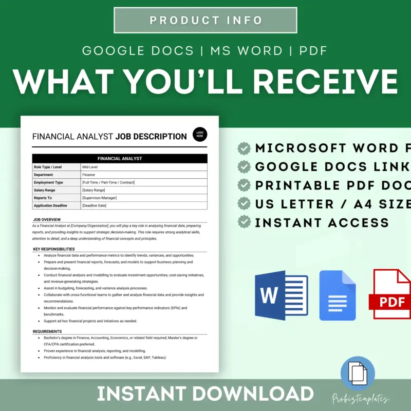 Financial Analyst Job Description Template | ProBizTemplates