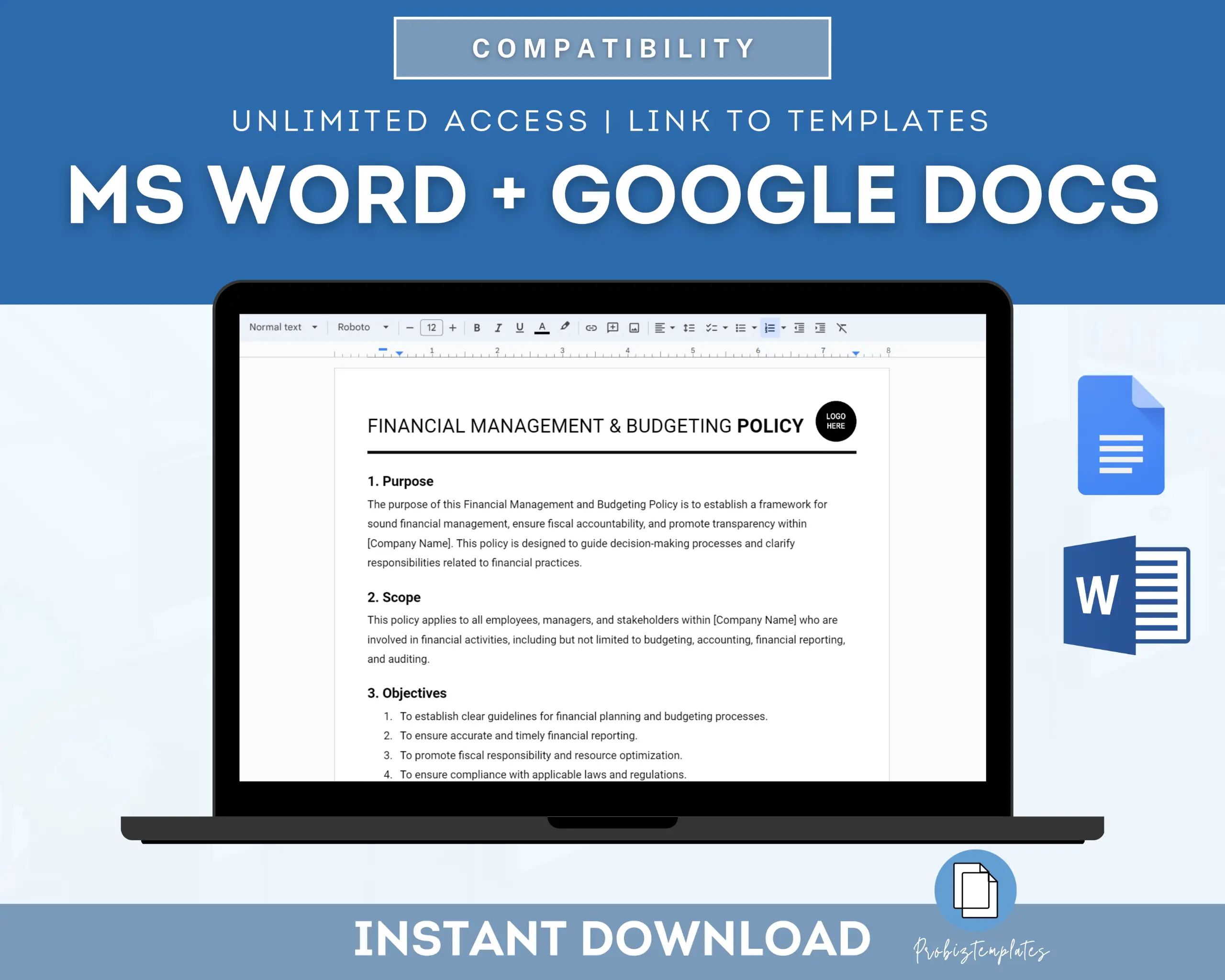 Financial Management & Budgeting Policy Template | ProBizTemplates