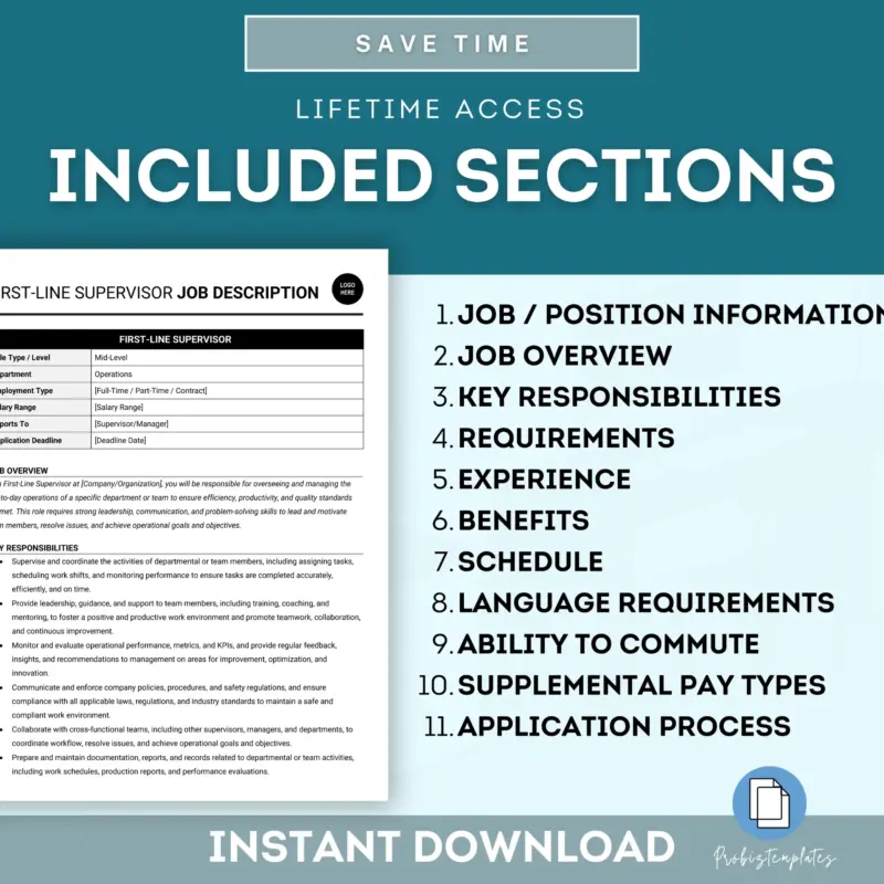 First-Line Supervisor Job Description Template | ProBizTemplates
