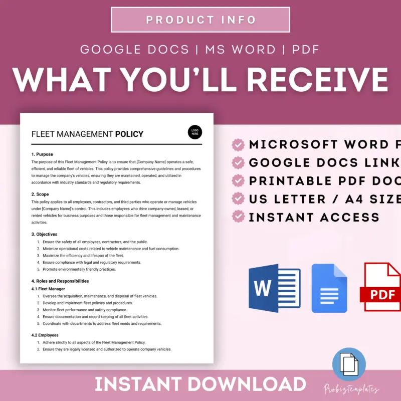Fleet Management Policy Template | ProBizTemplates
