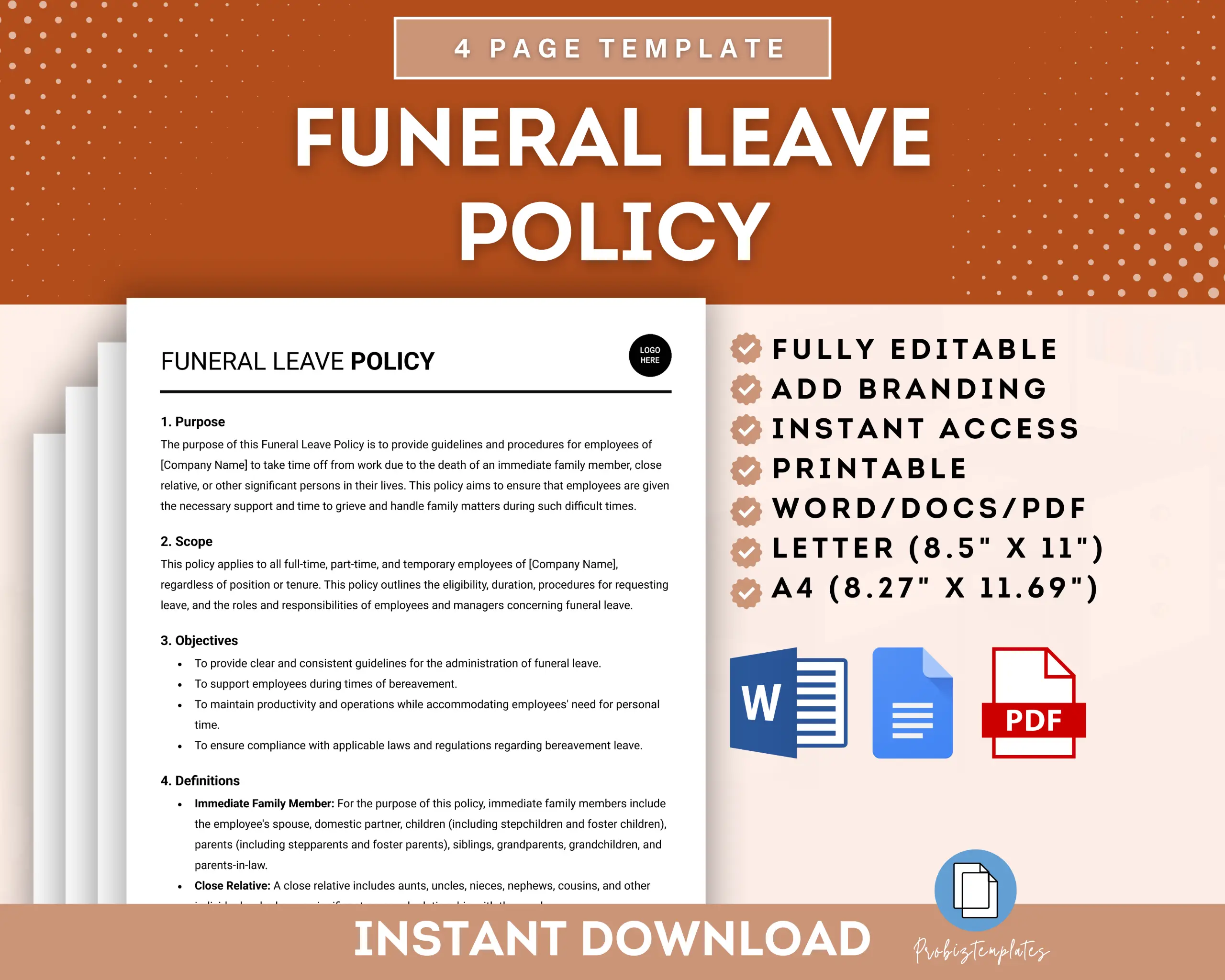 Funeral Leave Policy Template | ProBizTemplates