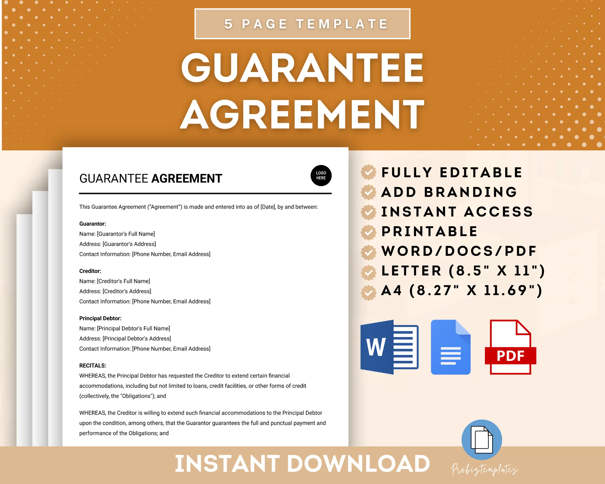Guarantee Agreement Template | ProBizTemplates
