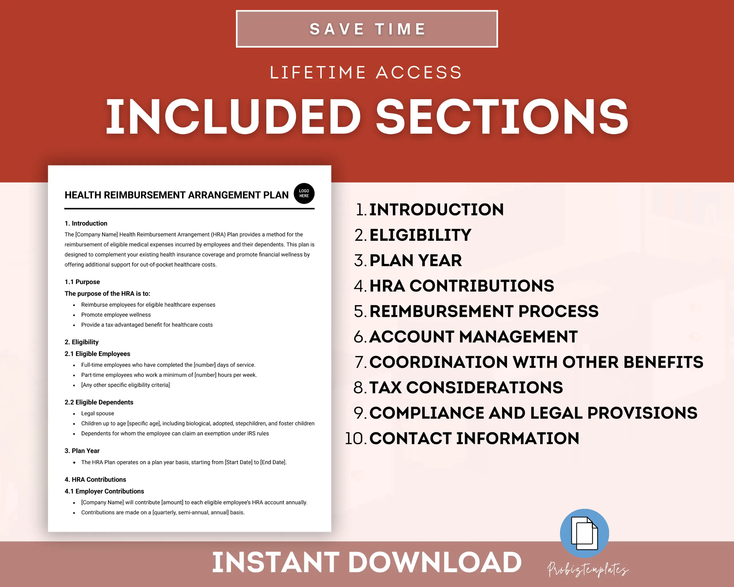 Health Reimbursement Arrangement Plan (HRA) Template | ProBizTemplates