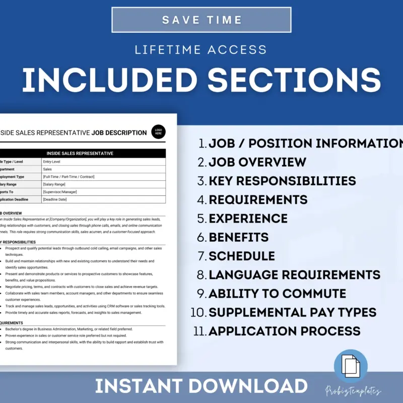 Inside Sales Representative Job Description Template | ProBizTemplates