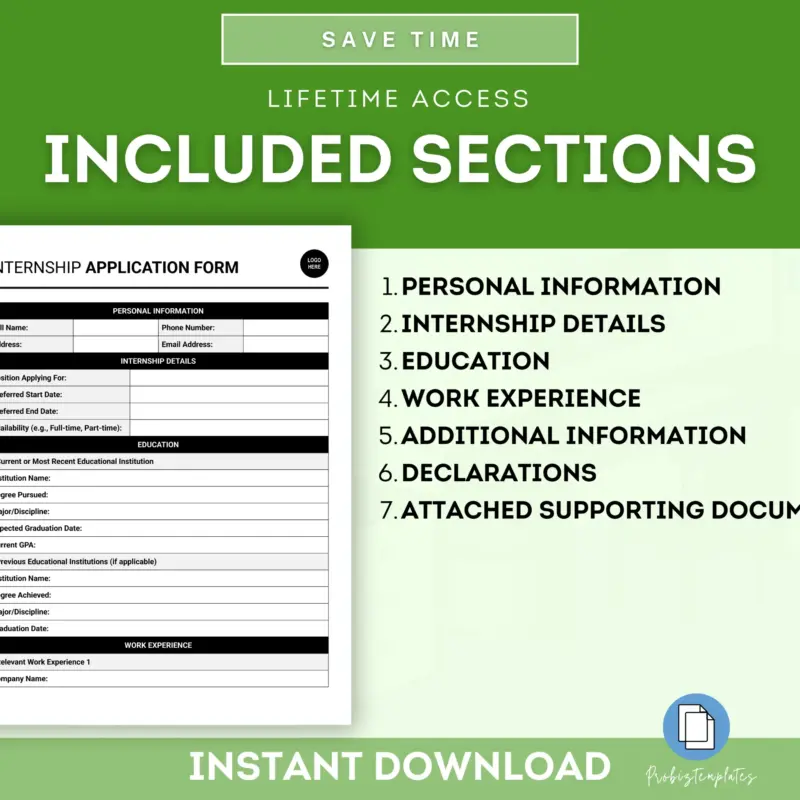 Internship Application Form Template | ProBizTemplates