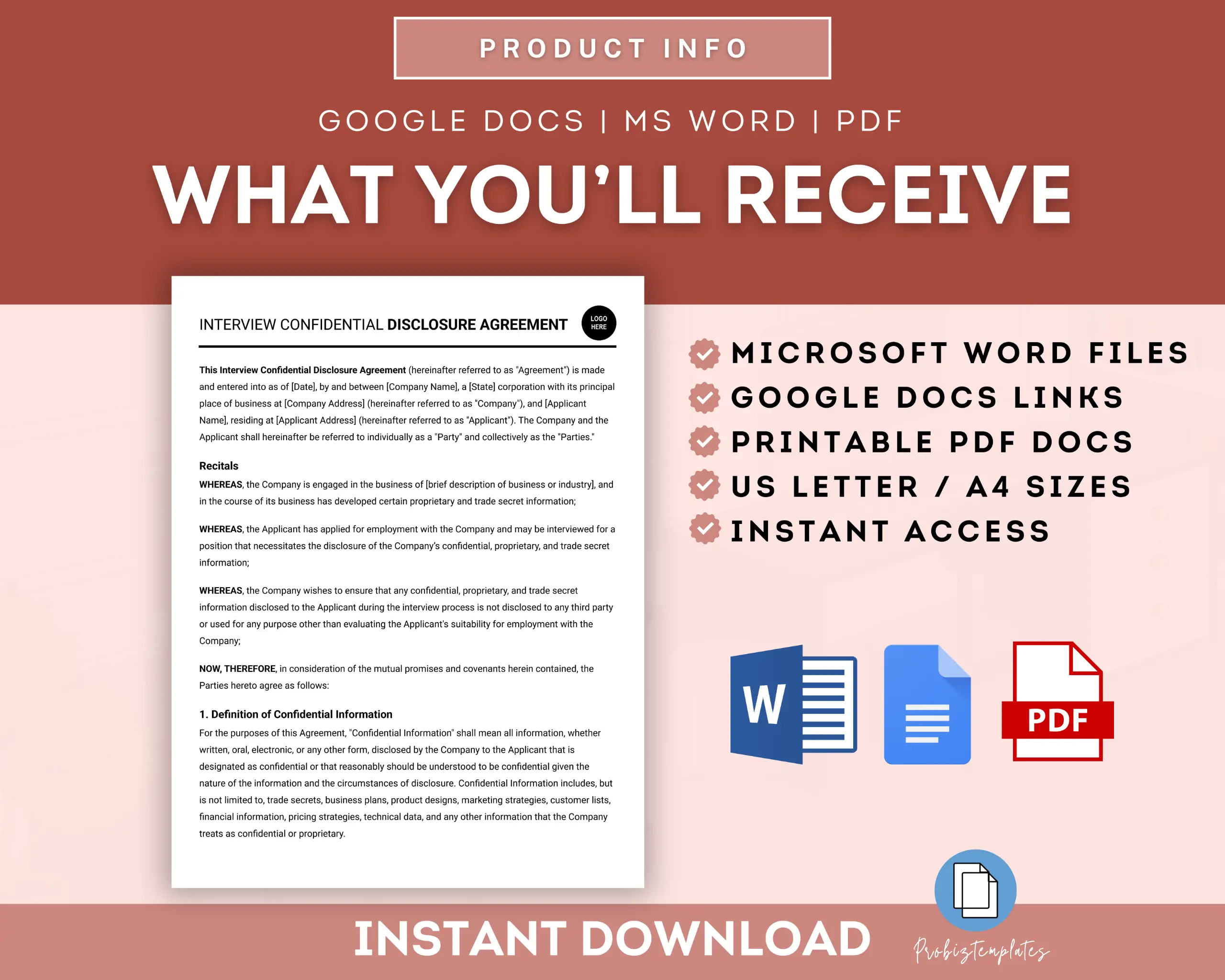 Interview Confidential Disclosure Agreement Template | ProBizTemplates