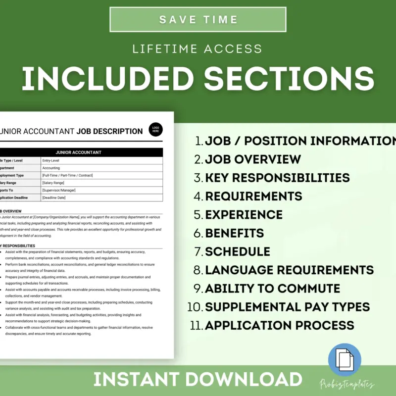 Junior Accountant Job Description Template | ProBizTemplates