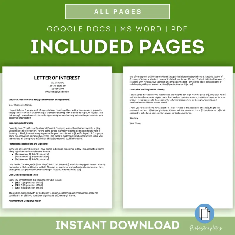 Letter Of Interest Template | ProBizTemplates