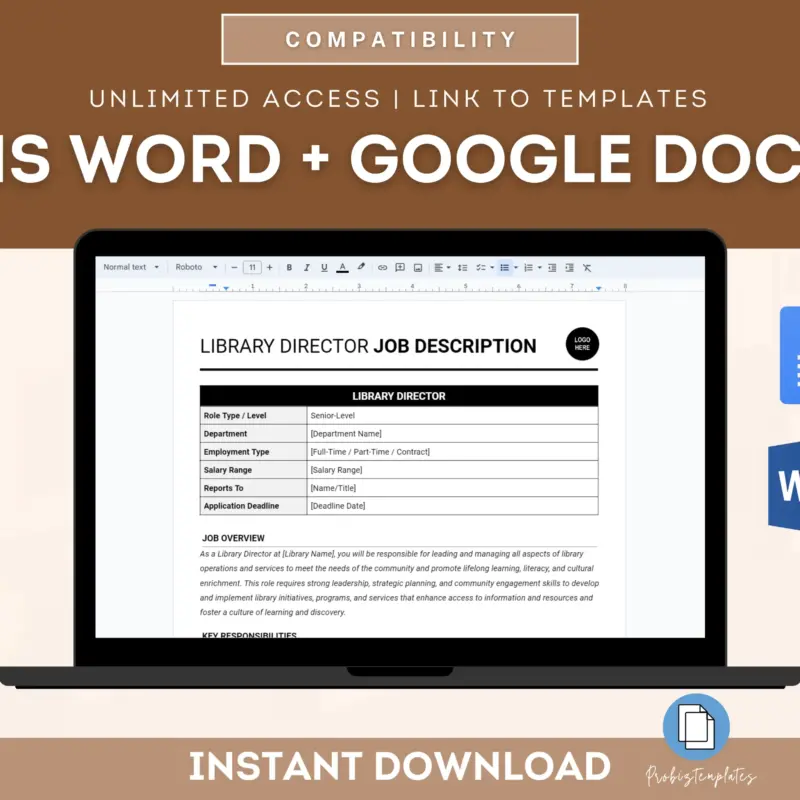 Library Director Job Description Template | ProBizTemplates