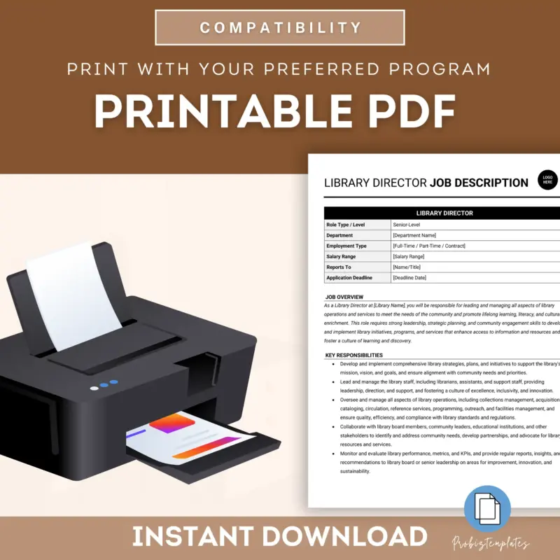 Library Director Job Description Template | ProBizTemplates