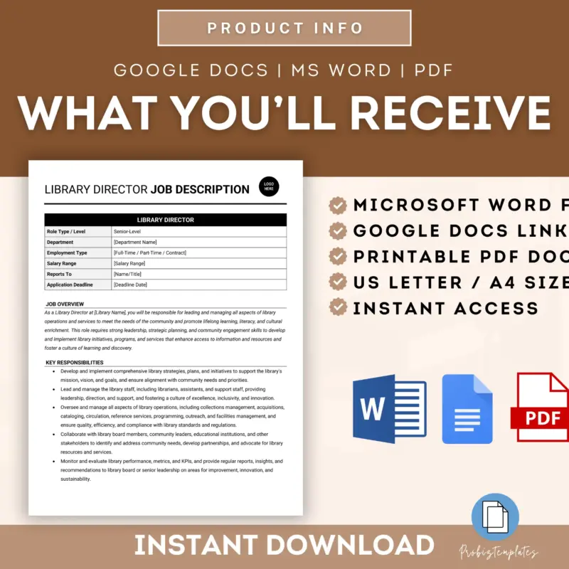 Library Director Job Description Template | ProBizTemplates