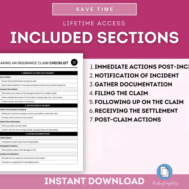 Making An Insurance Claim Checklist Template | ProBizTemplates