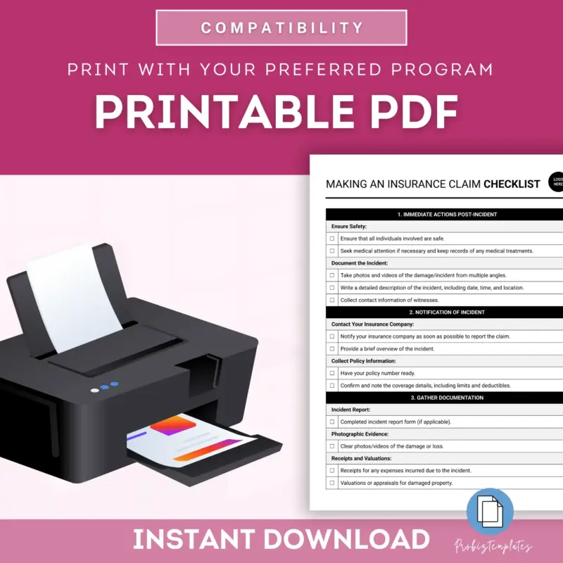 Making An Insurance Claim Checklist Template | ProBizTemplates