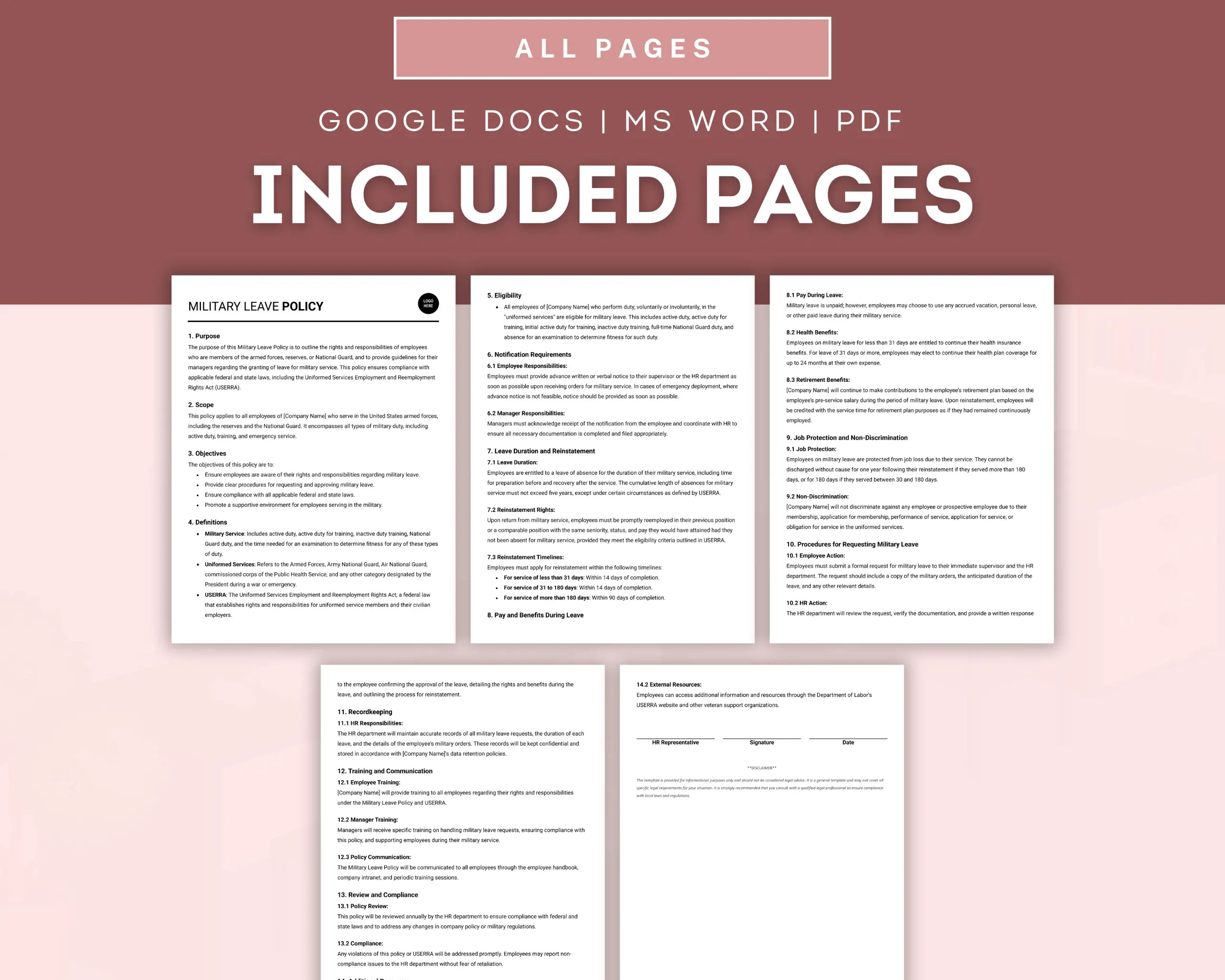 Military Leave Policy Template | ProBizTemplates