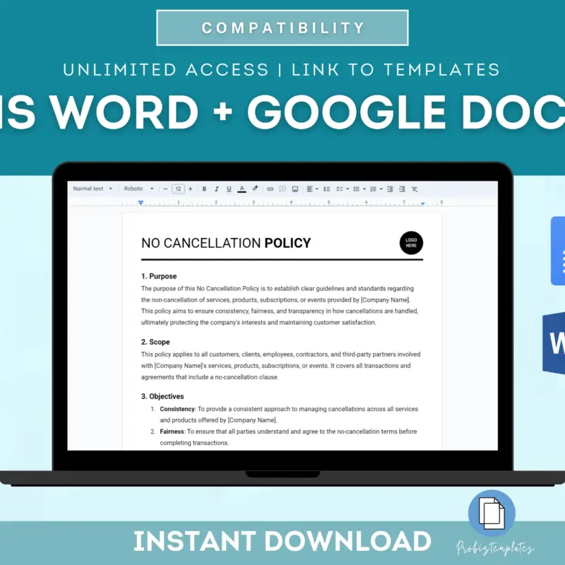 No Cancellation Policy Template | ProBizTemplates