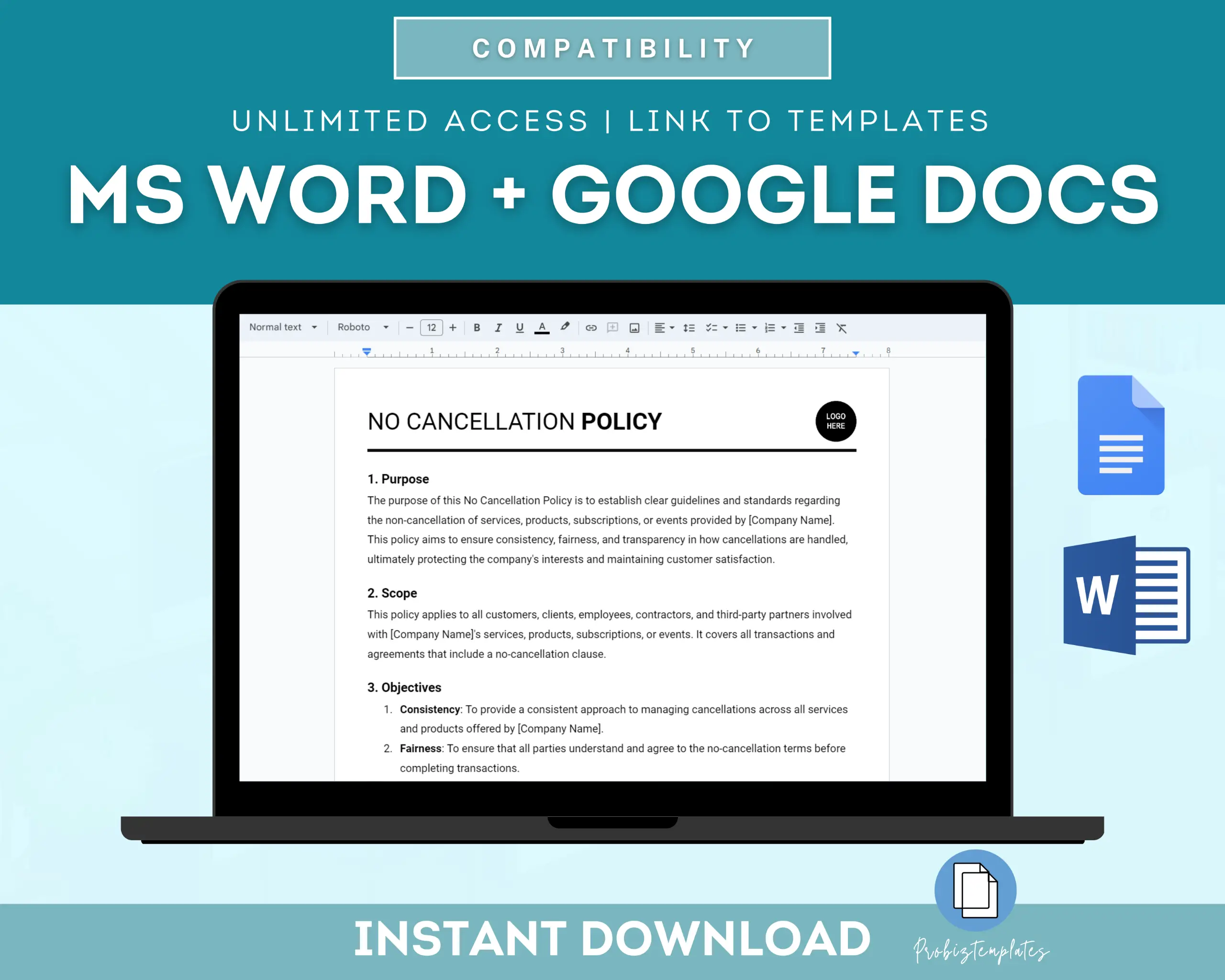 No Cancellation Policy Template | ProBizTemplates