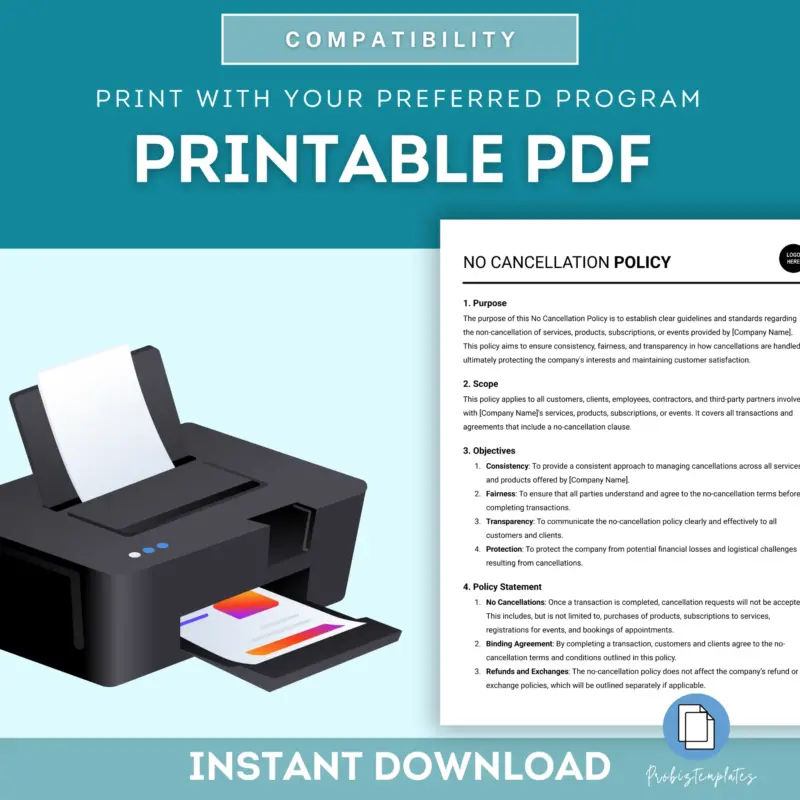 No Cancellation Policy Template | ProBizTemplates