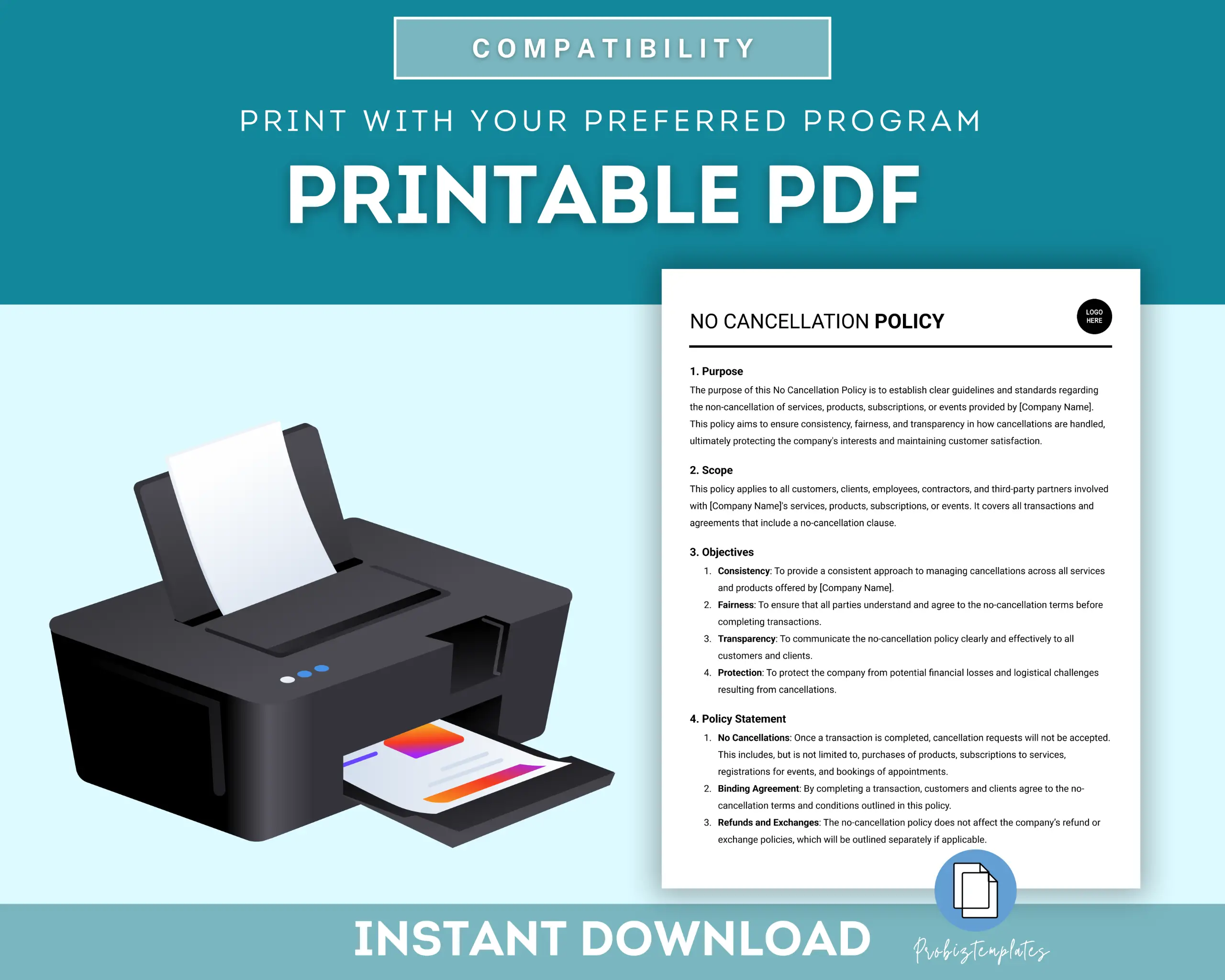 No Cancellation Policy Template | ProBizTemplates