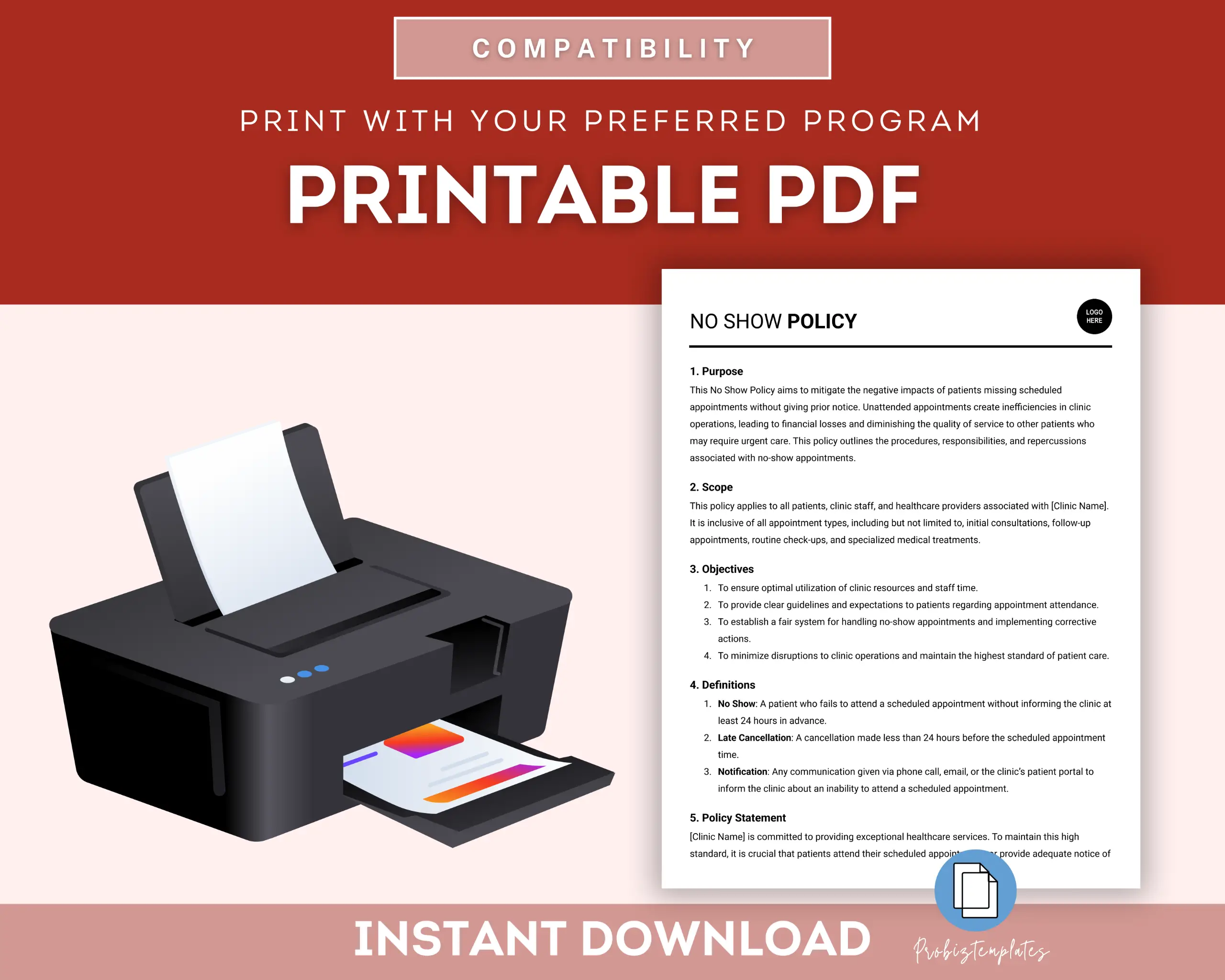 No Show Policy Template | ProBizTemplates