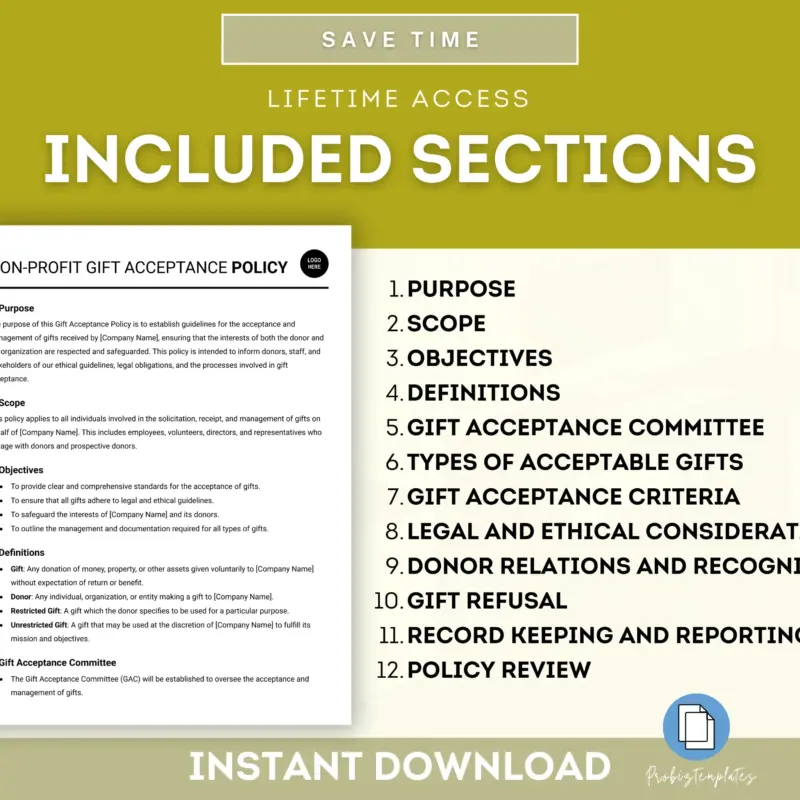 Non-Profit Gift Acceptance Policy Template | ProBizTemplates
