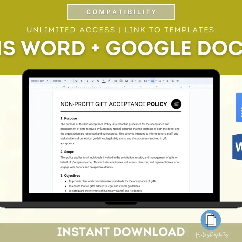 Non-Profit Gift Acceptance Policy Template | ProBizTemplates