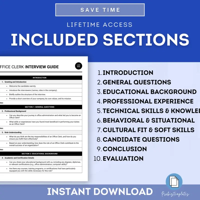 Office Clerk Interview Guide Template | ProBizTemplates