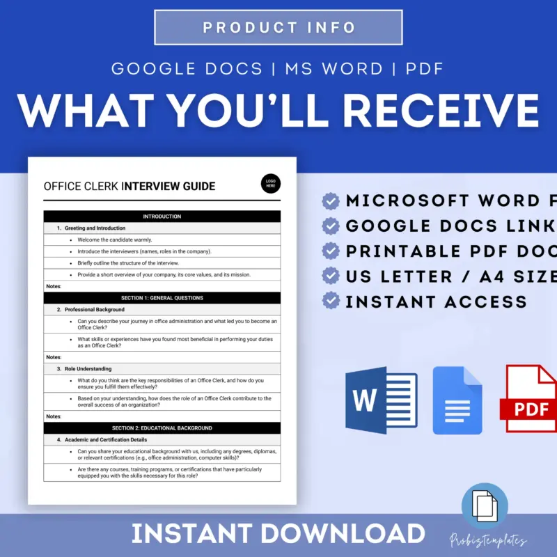 Office Clerk Interview Guide Template | ProBizTemplates
