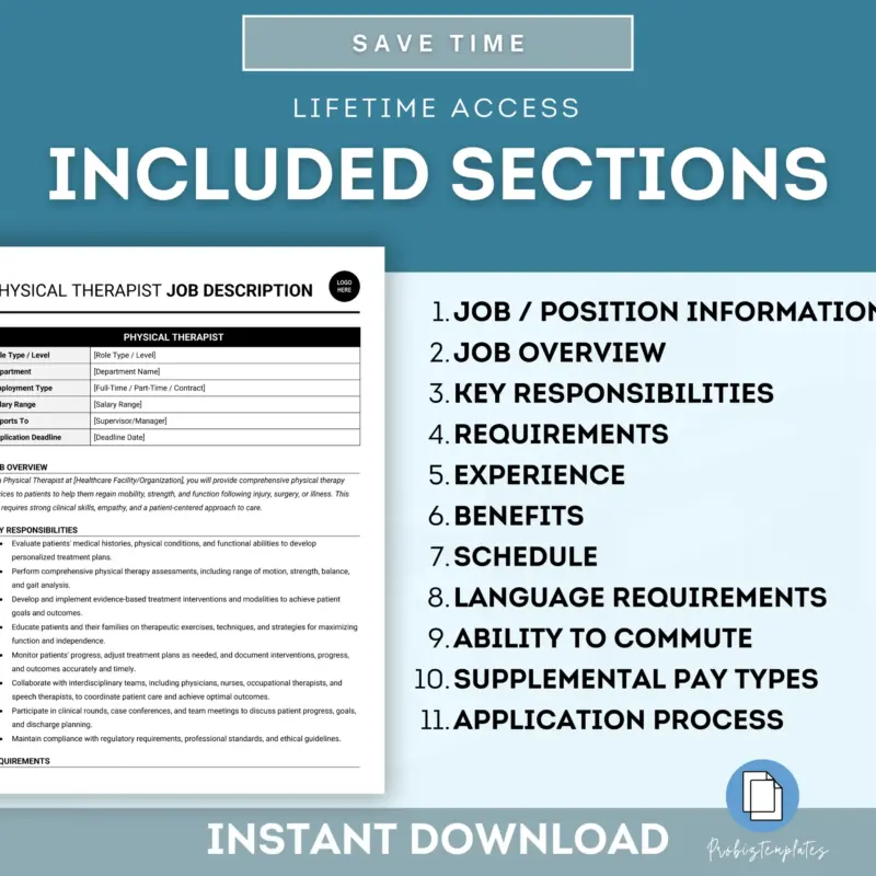 Physical Therapist Job Description Template | ProBizTemplates
