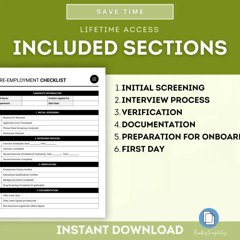 Pre-Employment Checklist | ProBizTemplates