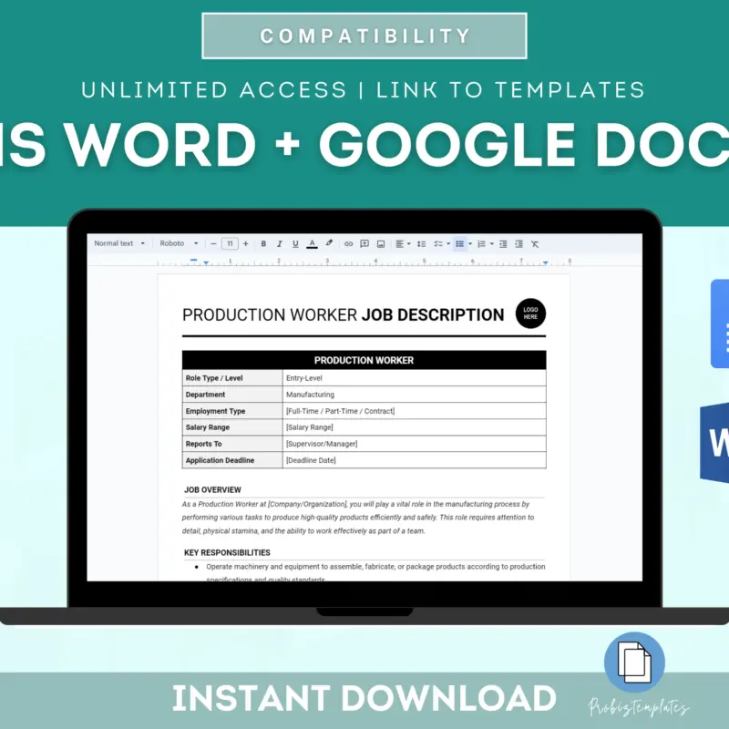 Production Worker Job Description Template | ProBizTemplates