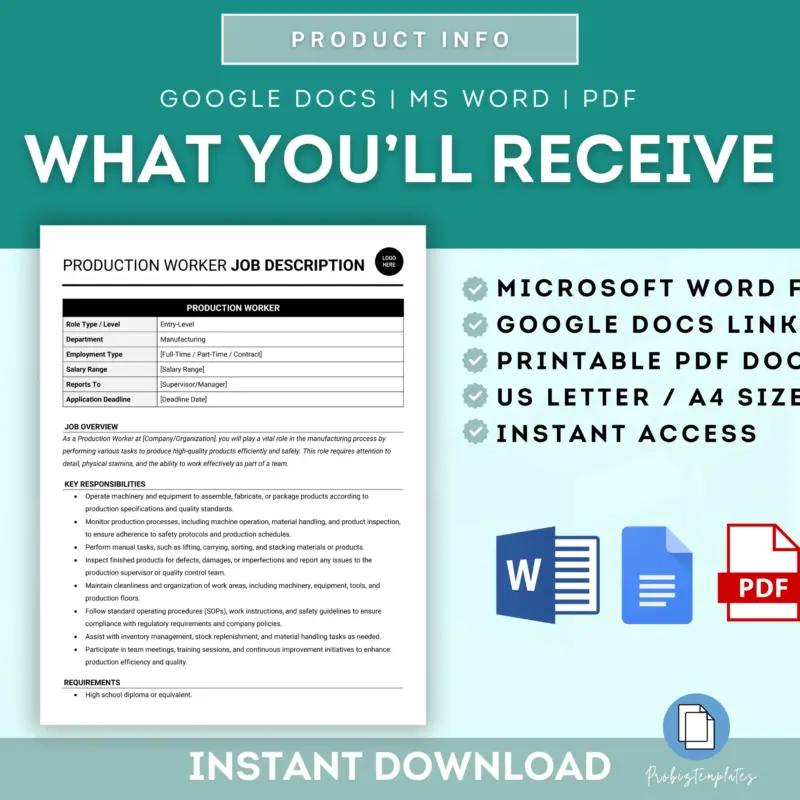 Production Worker Job Description Template | ProBizTemplates