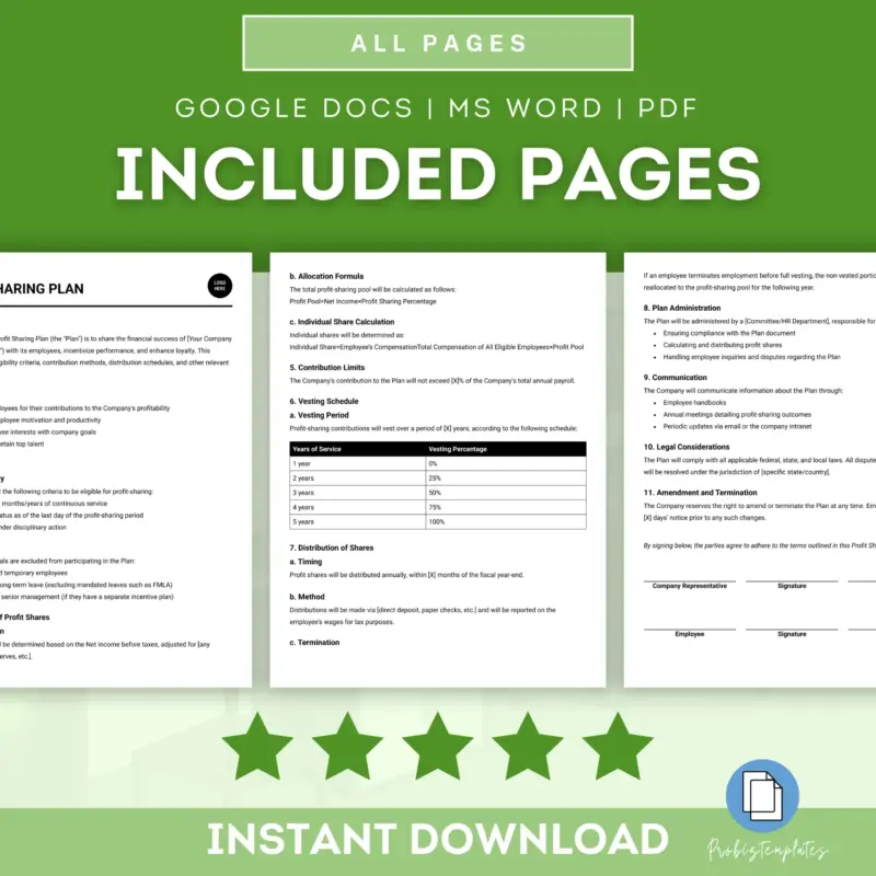 Profit Sharing Plan Template | ProBizTemplates