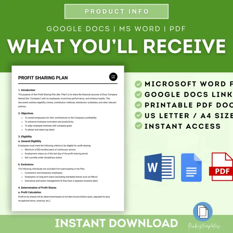 Profit Sharing Plan Template | ProBizTemplates