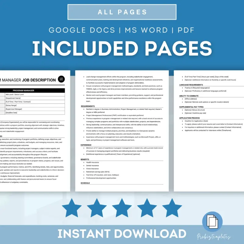 Program Manager Job Description Template Probiztemplates