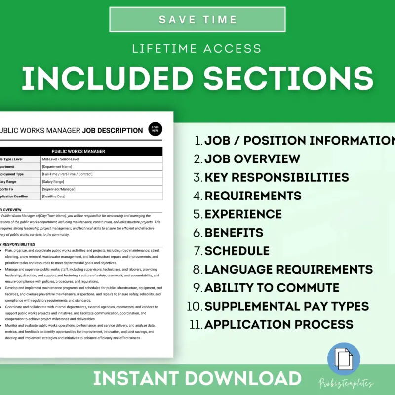 Public Works Manager Job Description Template | ProBizTemplates