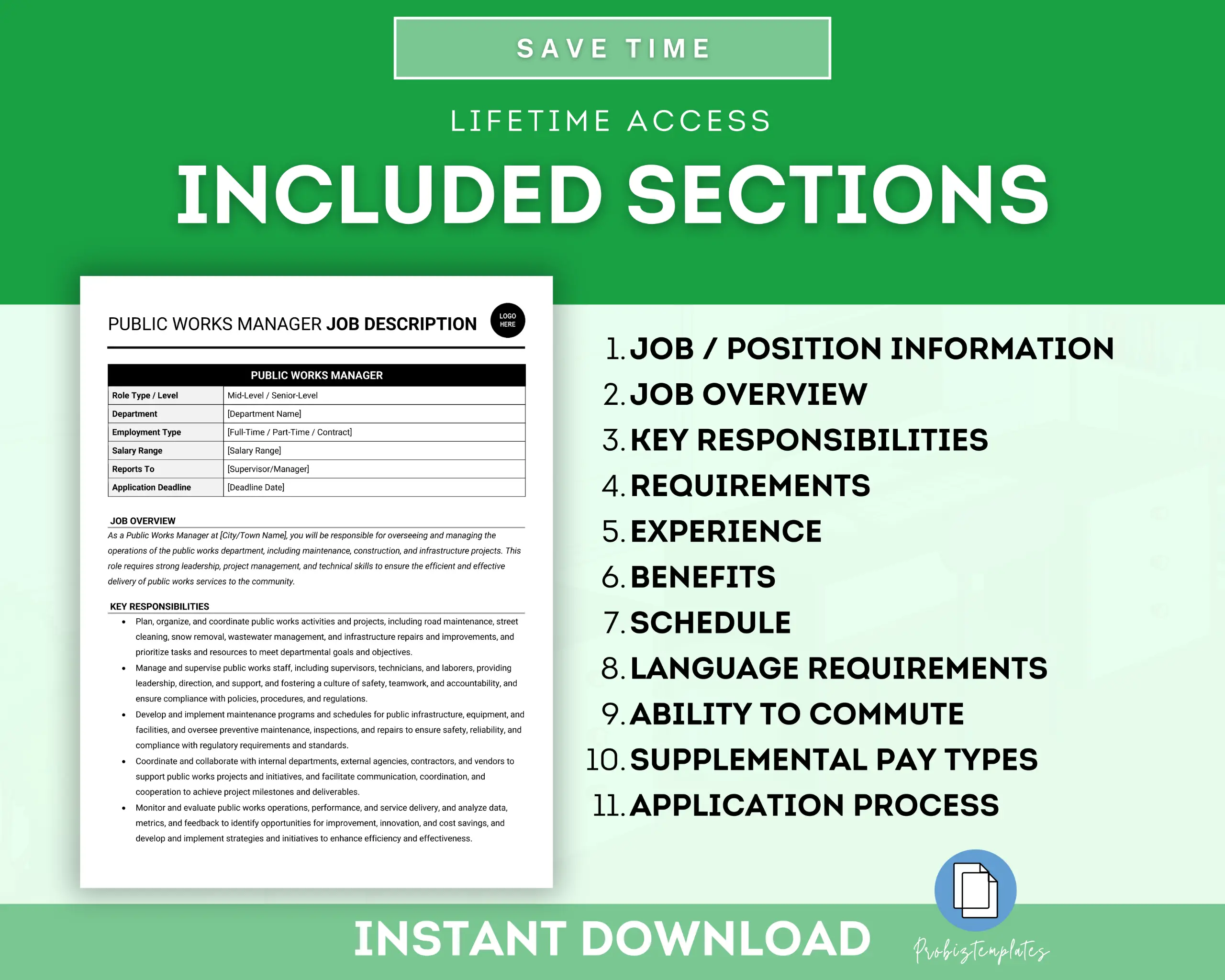 Public Works Manager Job Description Template | ProBizTemplates