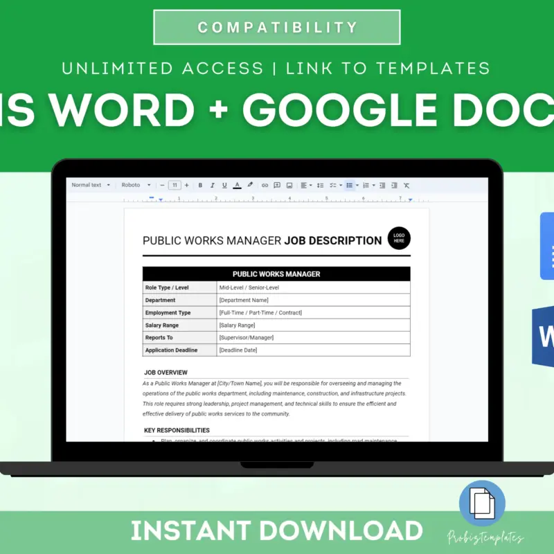 Public Works Manager Job Description Template | ProBizTemplates