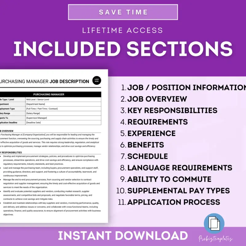 Purchasing Manager Job Description Template | ProBizTemplates