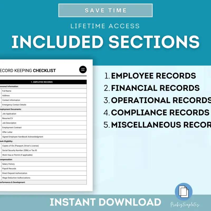 Record Keeping Checklist | ProBizTemplates