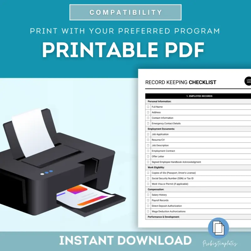 Record Keeping Checklist | ProBizTemplates