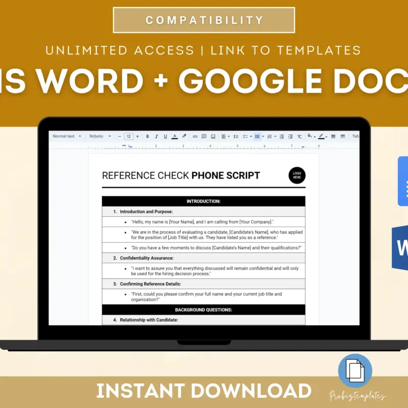 Reference Check Phone Script Template | ProBizTemplates