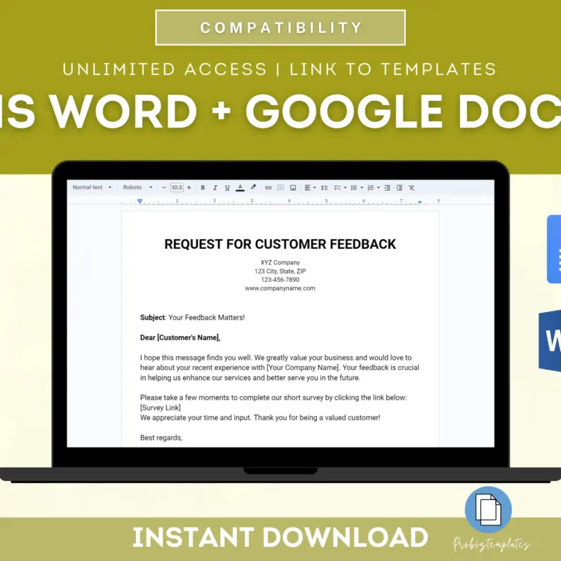 Request For Customer Feedback Letter Template | ProBizTemplates