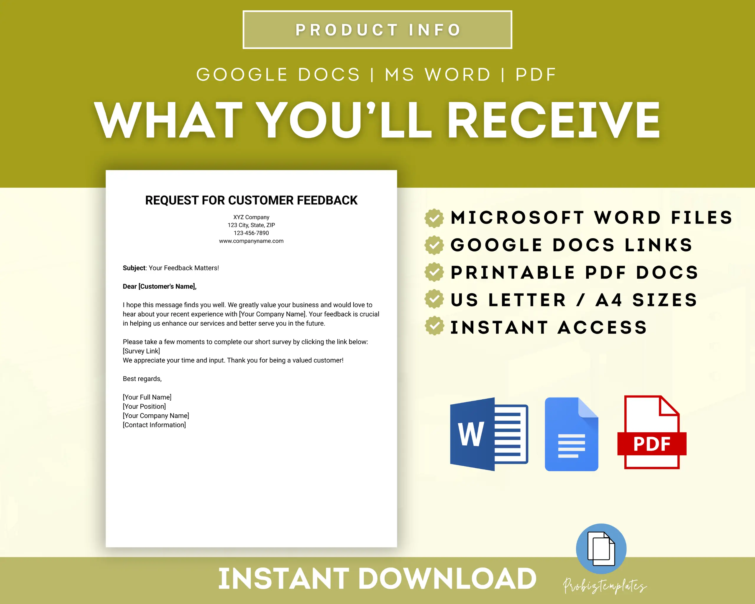 Request For Customer Feedback Letter Template | ProBizTemplates