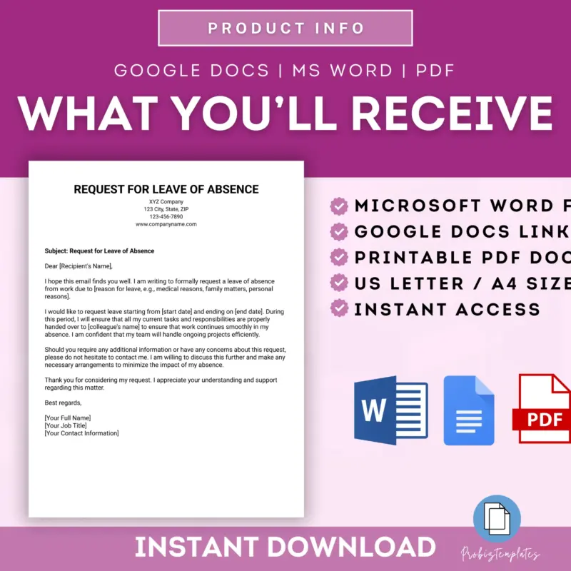 Request For Leave Of Absence Template | ProBizTemplates