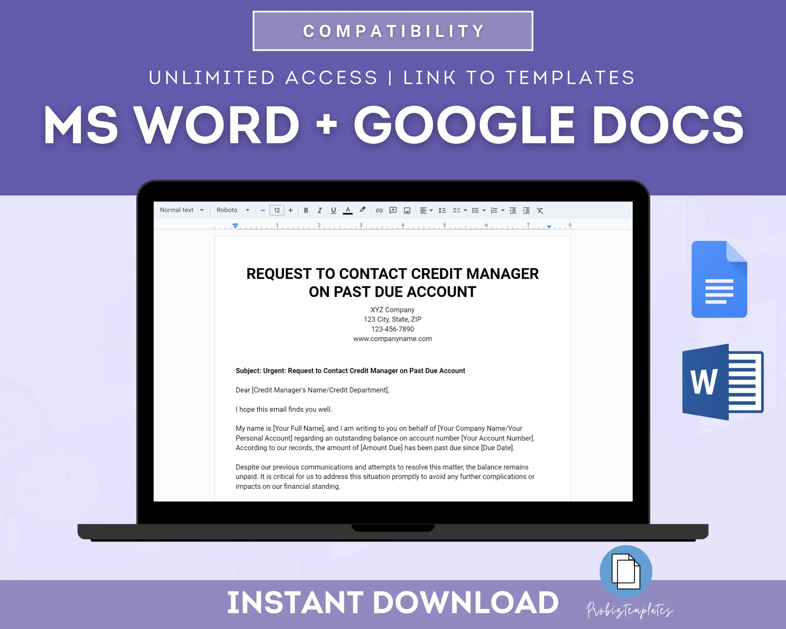 Request To Contact Credit Manager On Past Due Account Letter Template ...