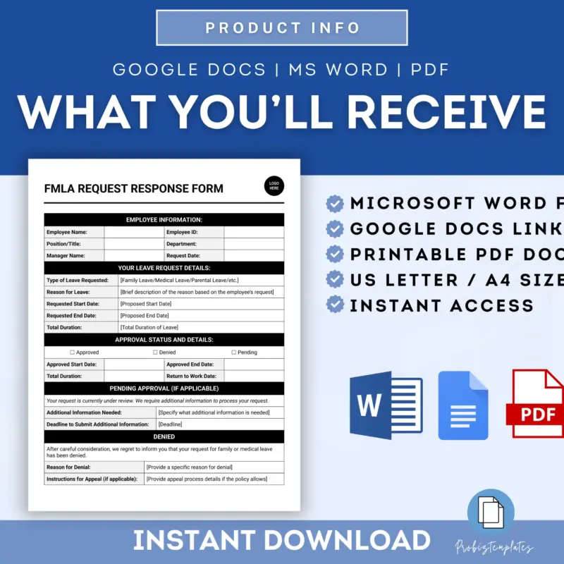 Family or Medical Leave Request Response Form Template | ProBizTemplates