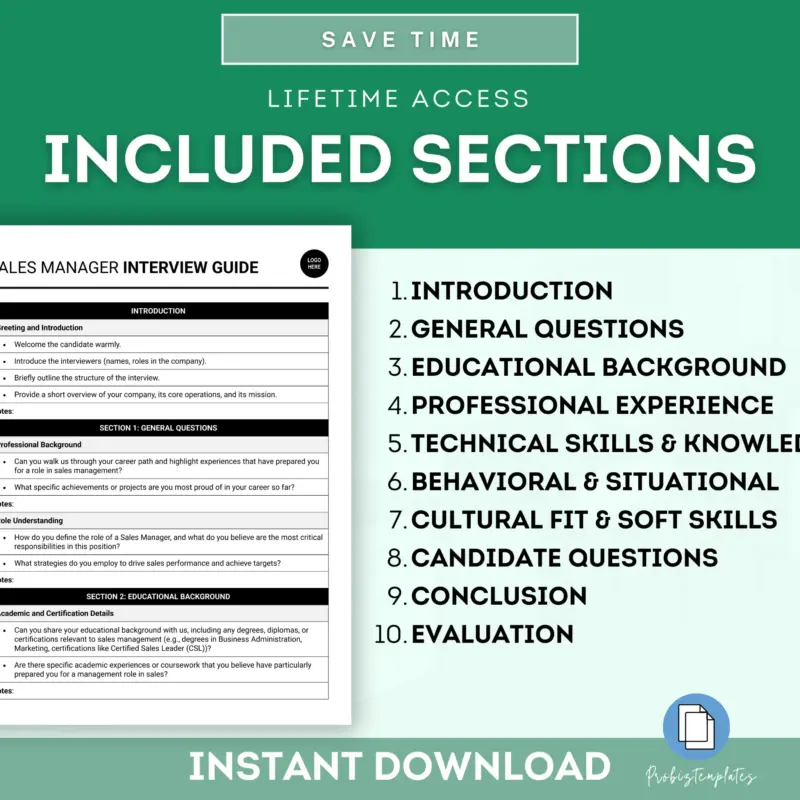 Sales Manager Interview Guide Template | ProBizTemplates