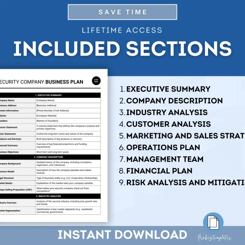 Security Company Business Plan Template | ProBizTemplates